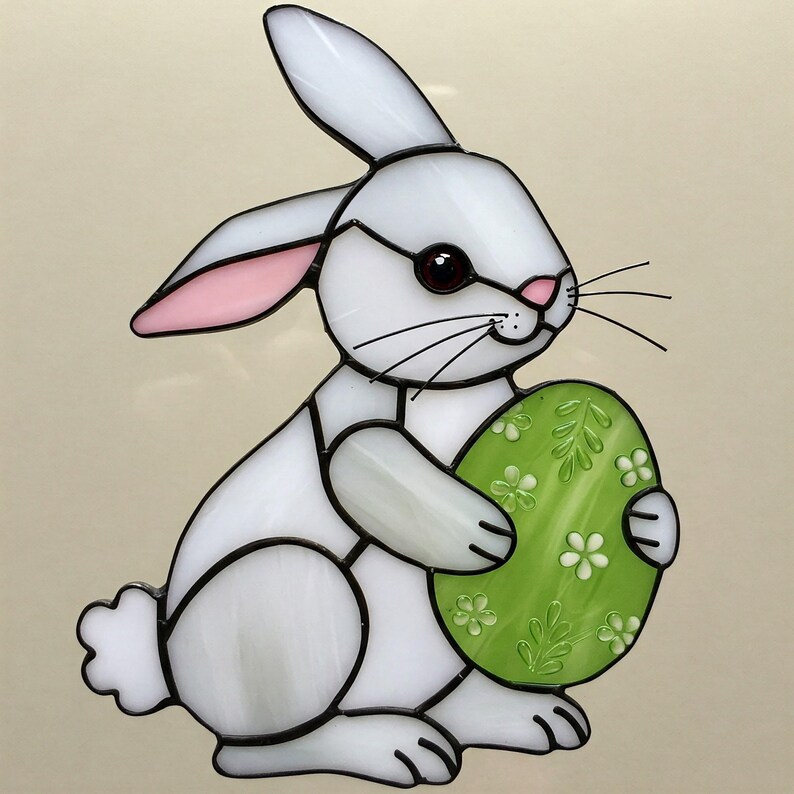 Stained Glass Easter's Day Bunny and Eggs Pattern Bundle, Bunny Easter ...