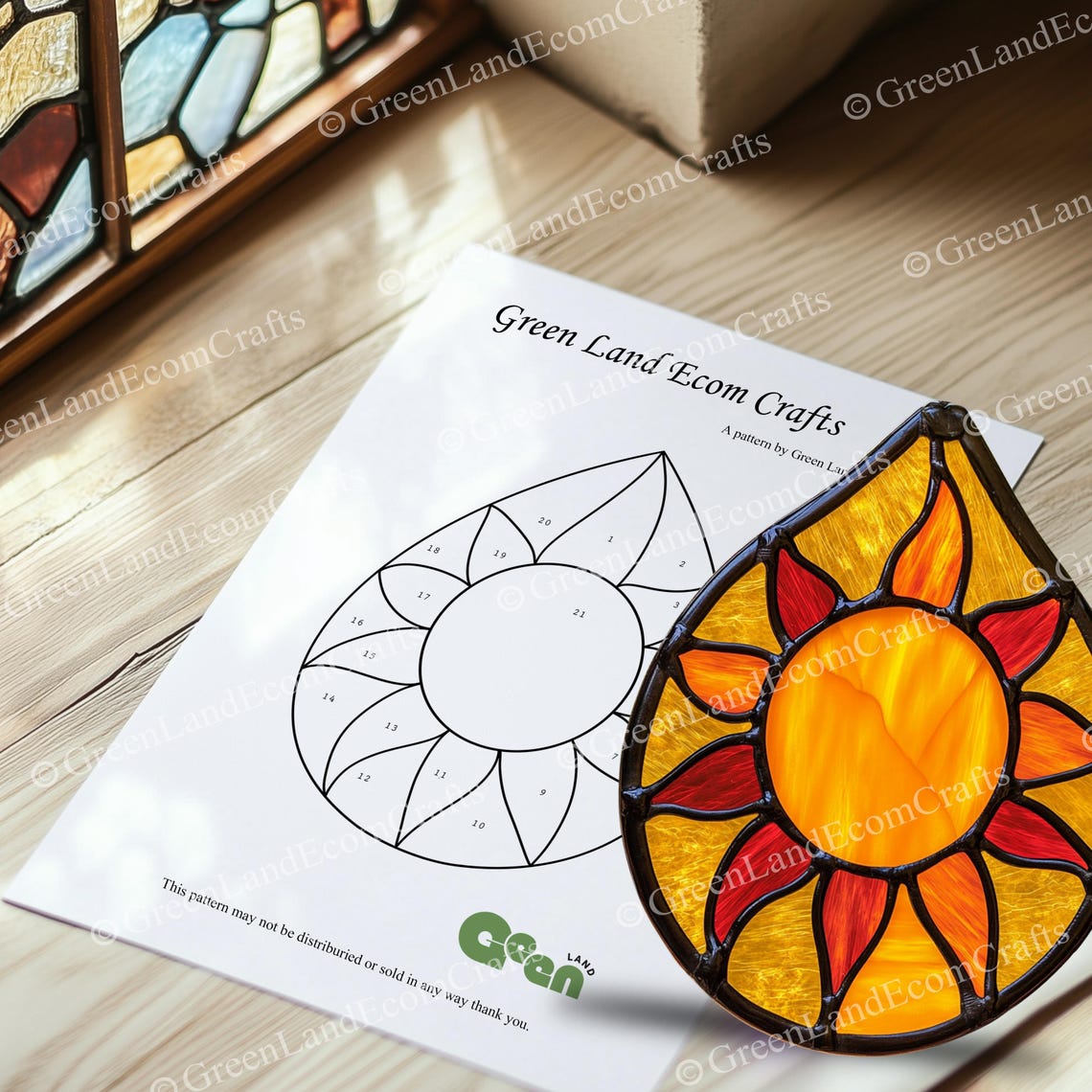Mini Drop Sun Stained Glass Pattern, the Sun Art Stained Glass Pattern ...