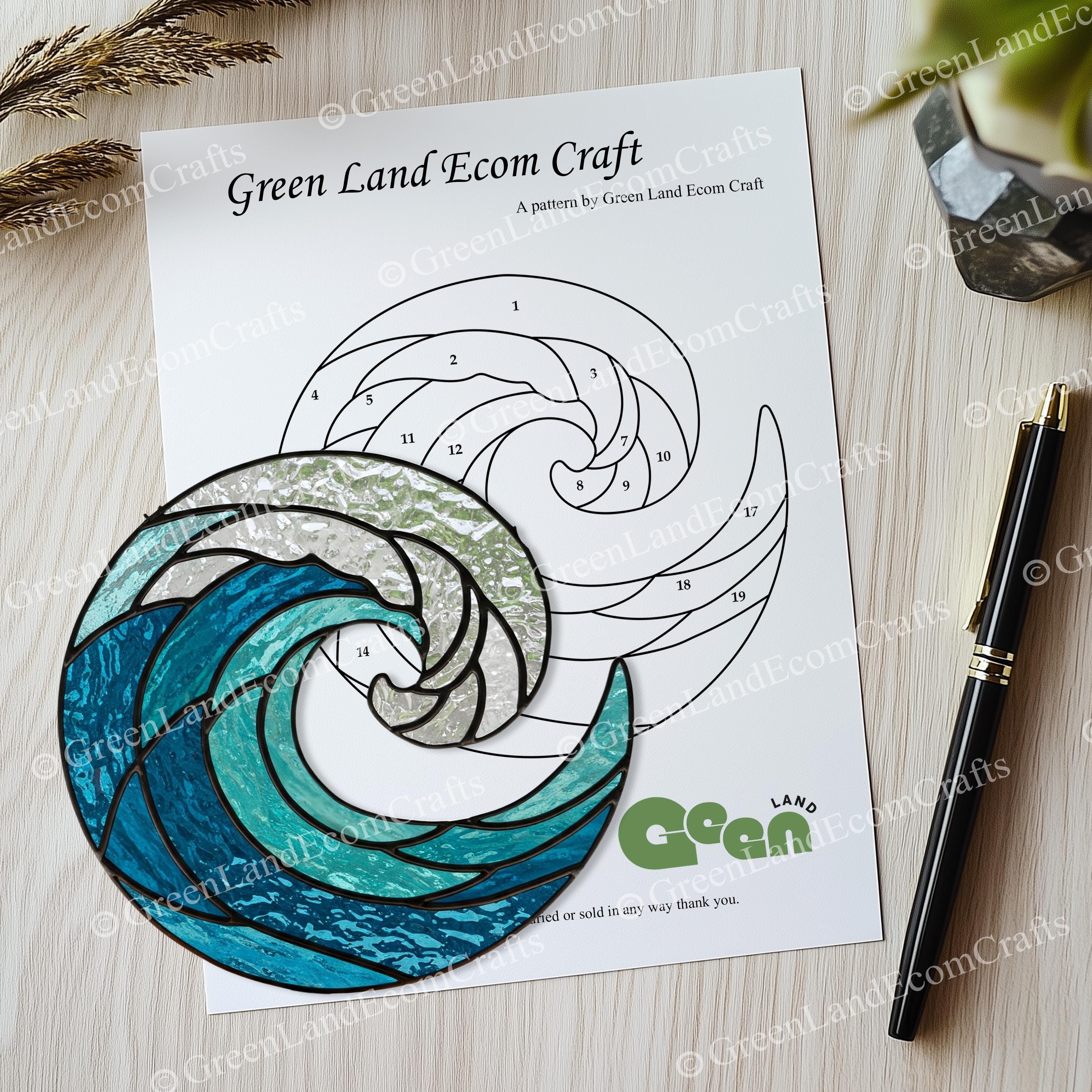 Ocean Waves Stained Glass Pattern Digital Download, Ocean Waves Blown ...