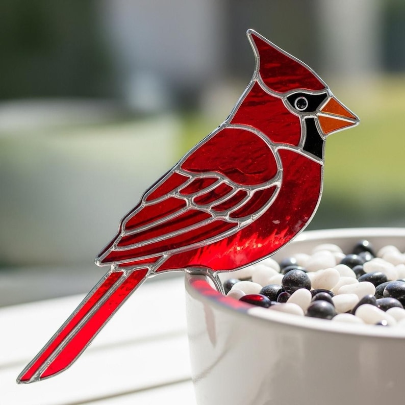 Red Cardinal Stained Glass Suncatcher, Northern Cardinal Bird PDF ...