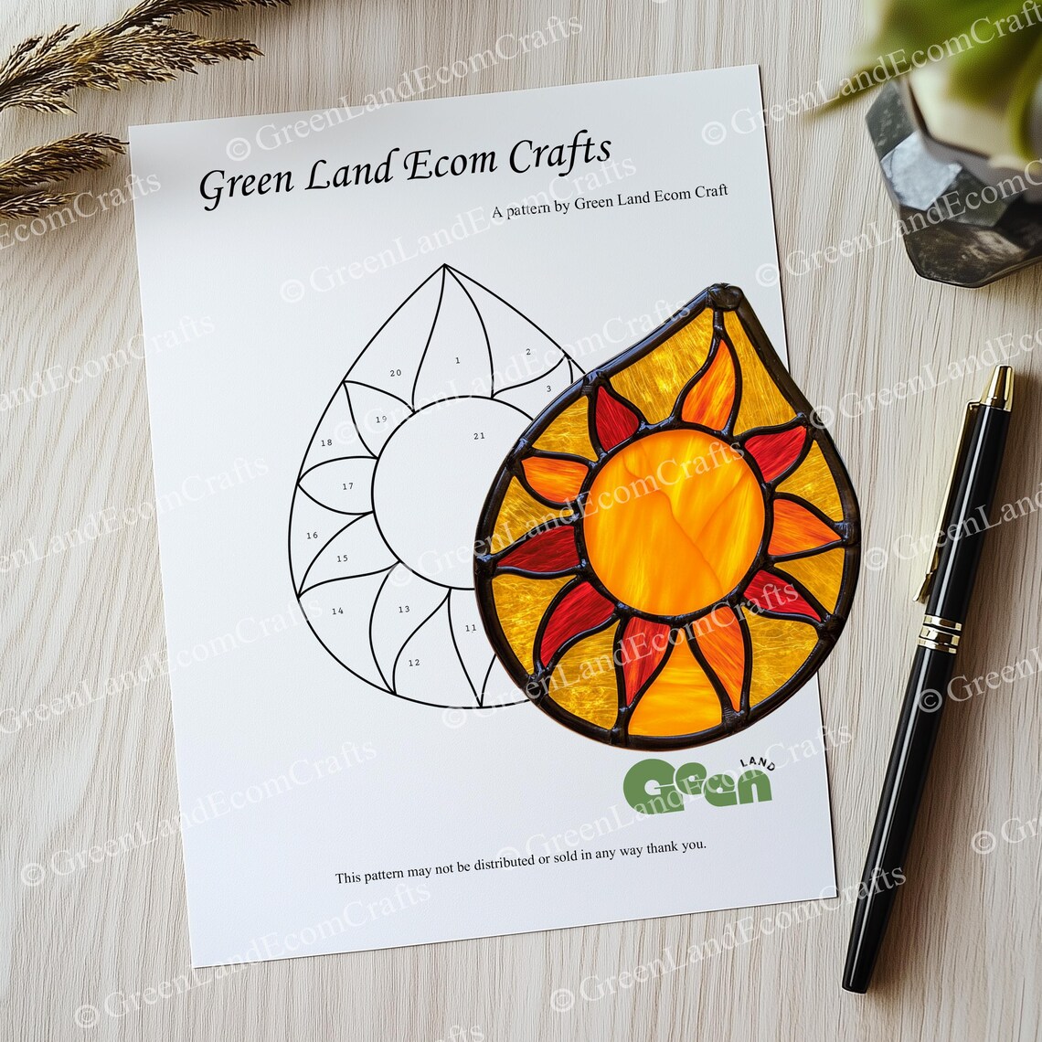 Mini Drop Sun Stained Glass Pattern, the Sun Art Stained Glass Pattern ...