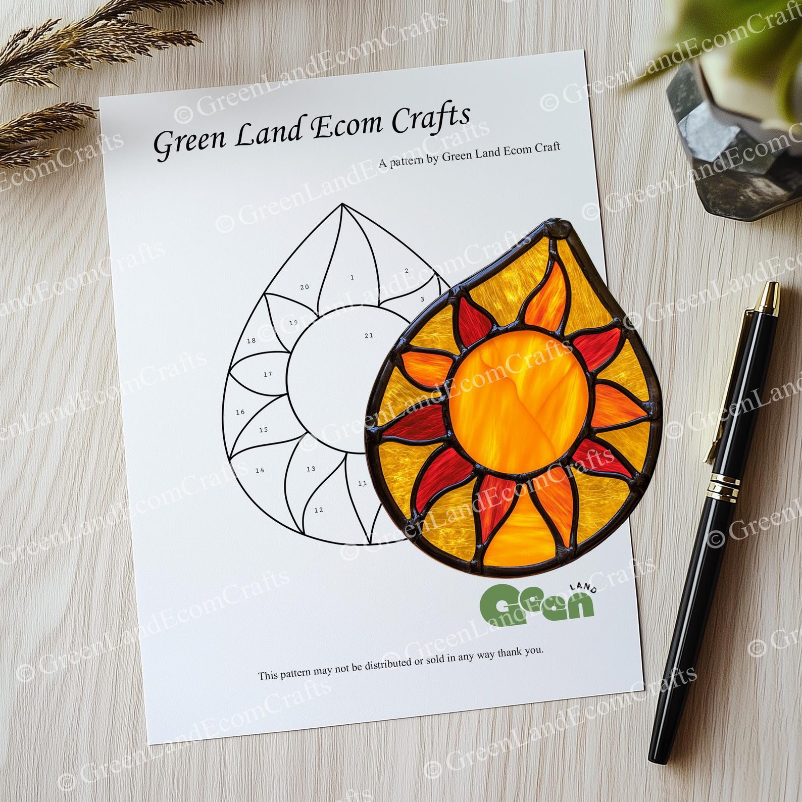Mini Drop Sun Stained Glass Pattern, the Sun Art Stained Glass Pattern ...