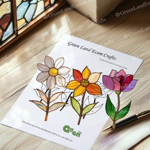 Digital Download Wildflower Stained Glass Pattern, Everlasting Glass ...