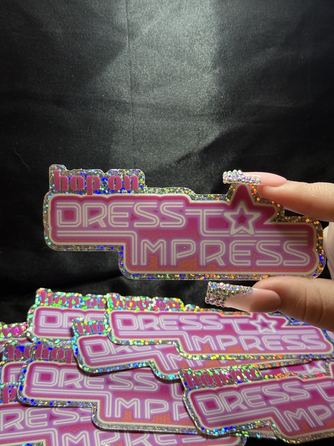 Hop on Dress to Impress Sticker, Holographic Stickers, Gaming Stickers ...