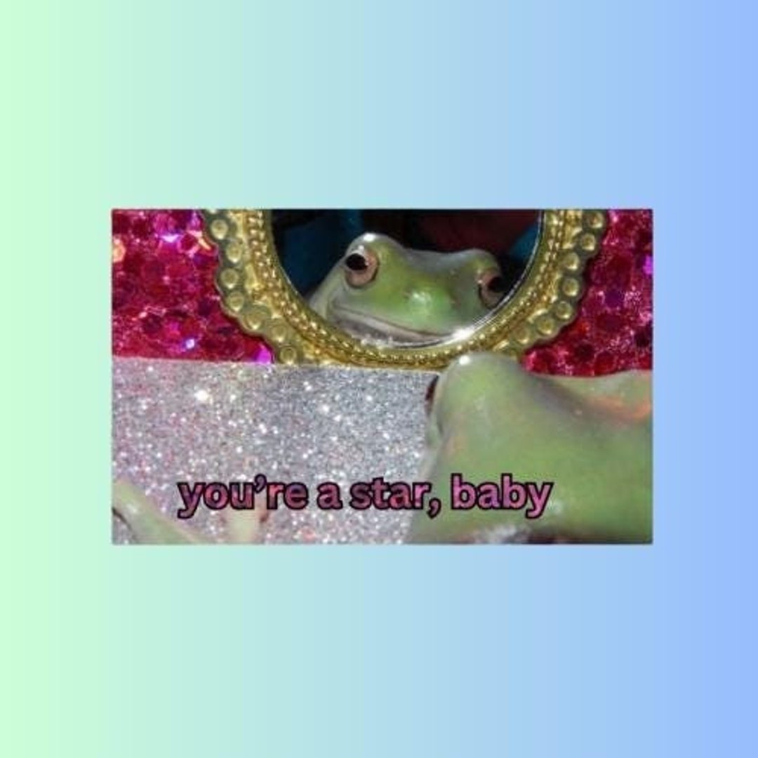 You're A Star Baby Frog Meme Sticker, Meme Sticker, Funny Cat Sticker ...