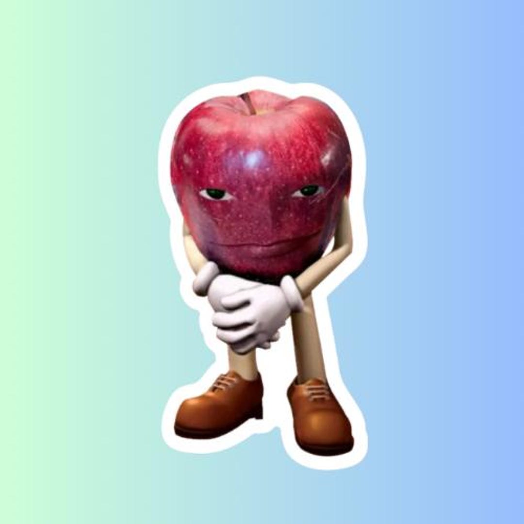 Apple Rizz Staring, Funny Stickers, Meme Stickers, Me ASF Meme Stickers ...