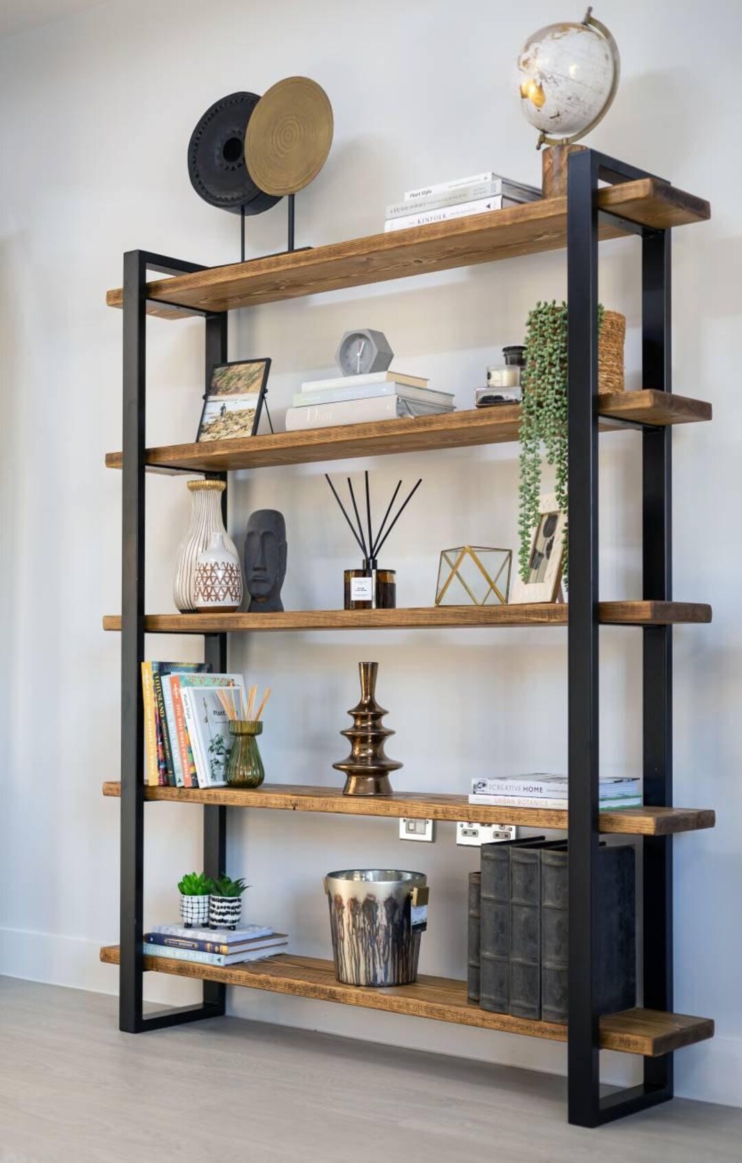 Reclaimed Wood Shelving Unit: Rustic Industrial Bookcase - Etsy UK
