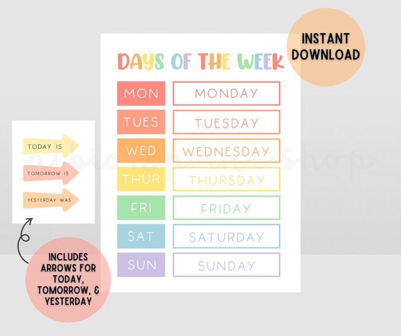 Days of the Week, Days of the Week Printable, Homeschool Print ...