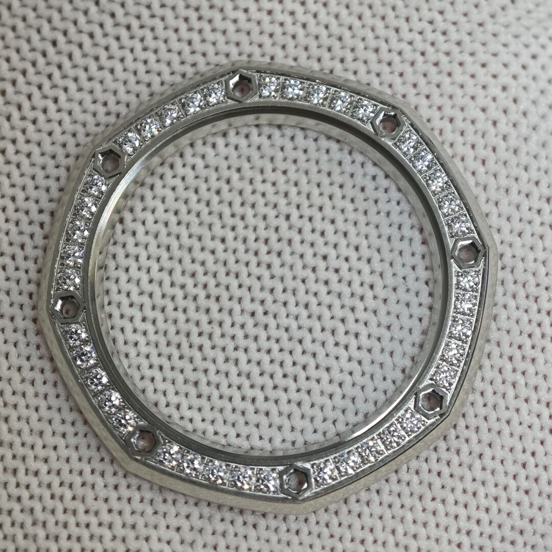 Custom Natural Diamond Watch Bezel 33mm Steel Pave With Real Diamond ...