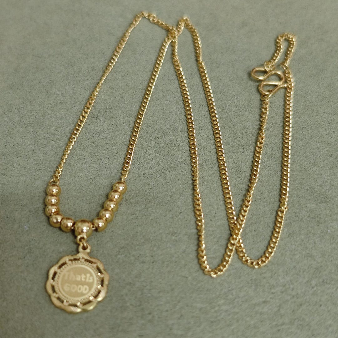 24k Gold Chain Necklace 8.2g Smile Design Pendant Necklace 999 Pure ...