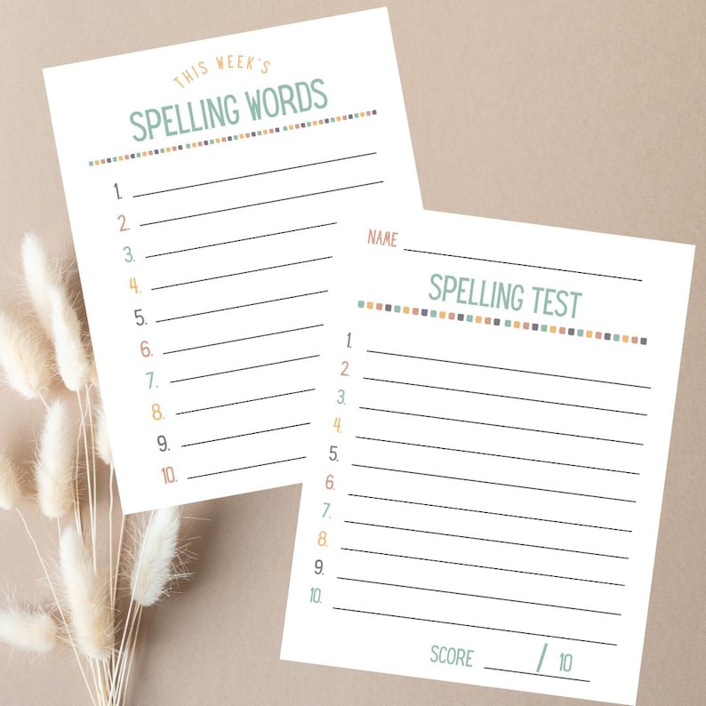 Spelling Words and Spelling Test Printable Sheets - Etsy