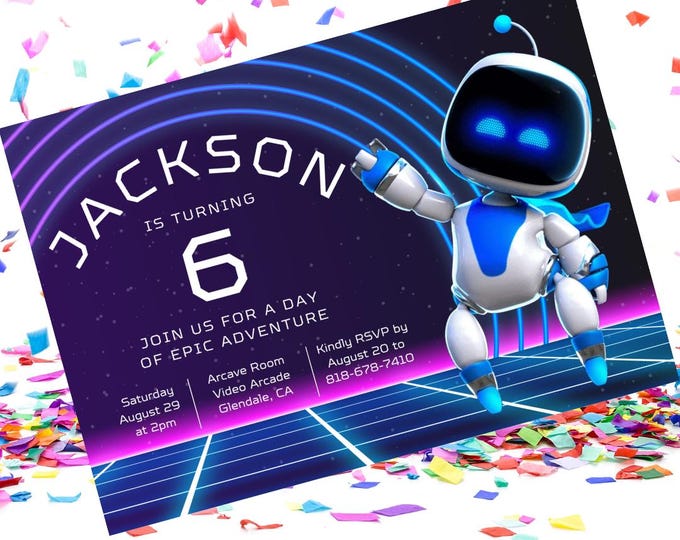 Astro Bot Party Invitation- Birthday - Etsy