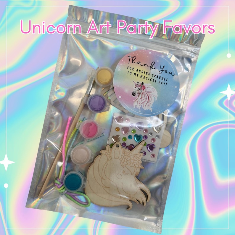 Unicorn Art Party Favor Bag – Ready to Gift Kids Craft Kit With Wood ...