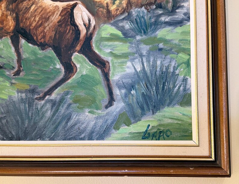 Majestic Elk Vintage Oil Painting by Charles Garo Tatossian (1925–2016 ...