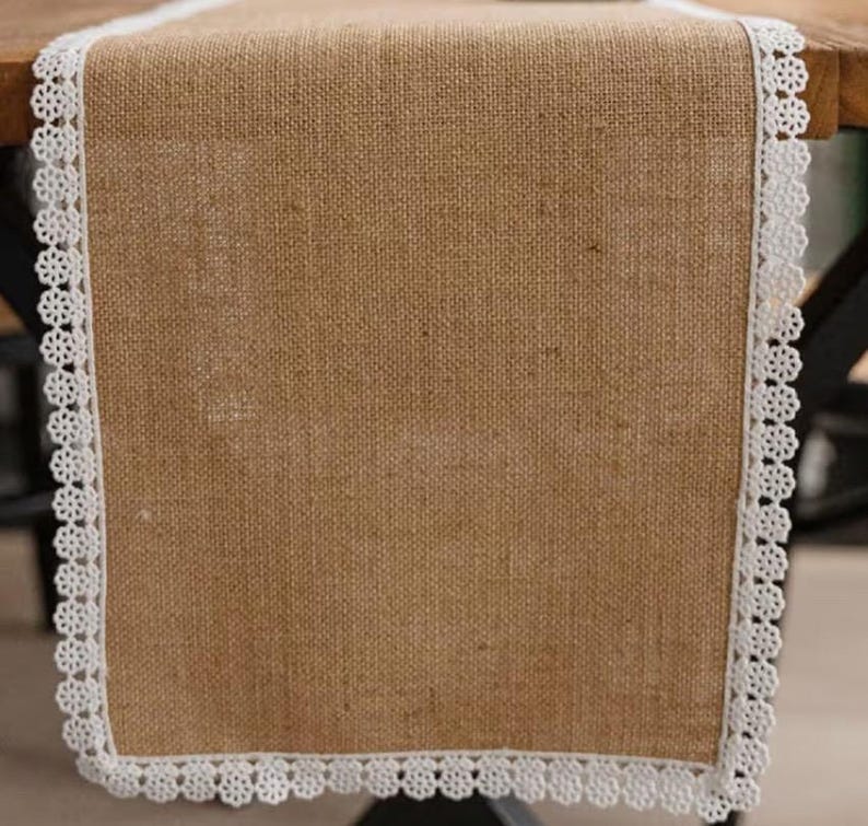 Burlap and Lace Table Runner. for All Tablescapes. Perfect for a ...