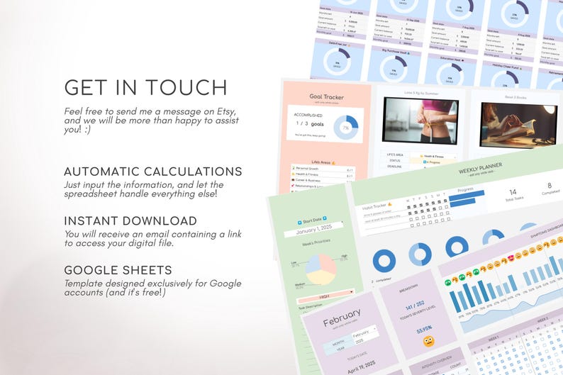 Weekly Planner Spreadsheet Google Sheets Digital Planner Daily Schedule ...