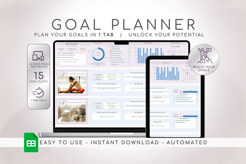 Goal Planner Tracker Spreadsheet Smart Goal Annual Google Sheets ...