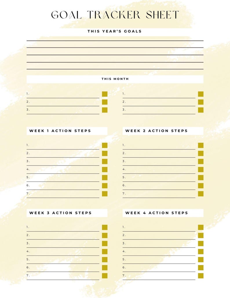 GOAL SHEET TRACKER - Etsy