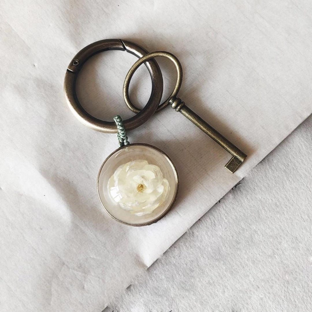 Real Jasmine Flower Keychain, Jasmine Flower Gift for Her, Nature ...