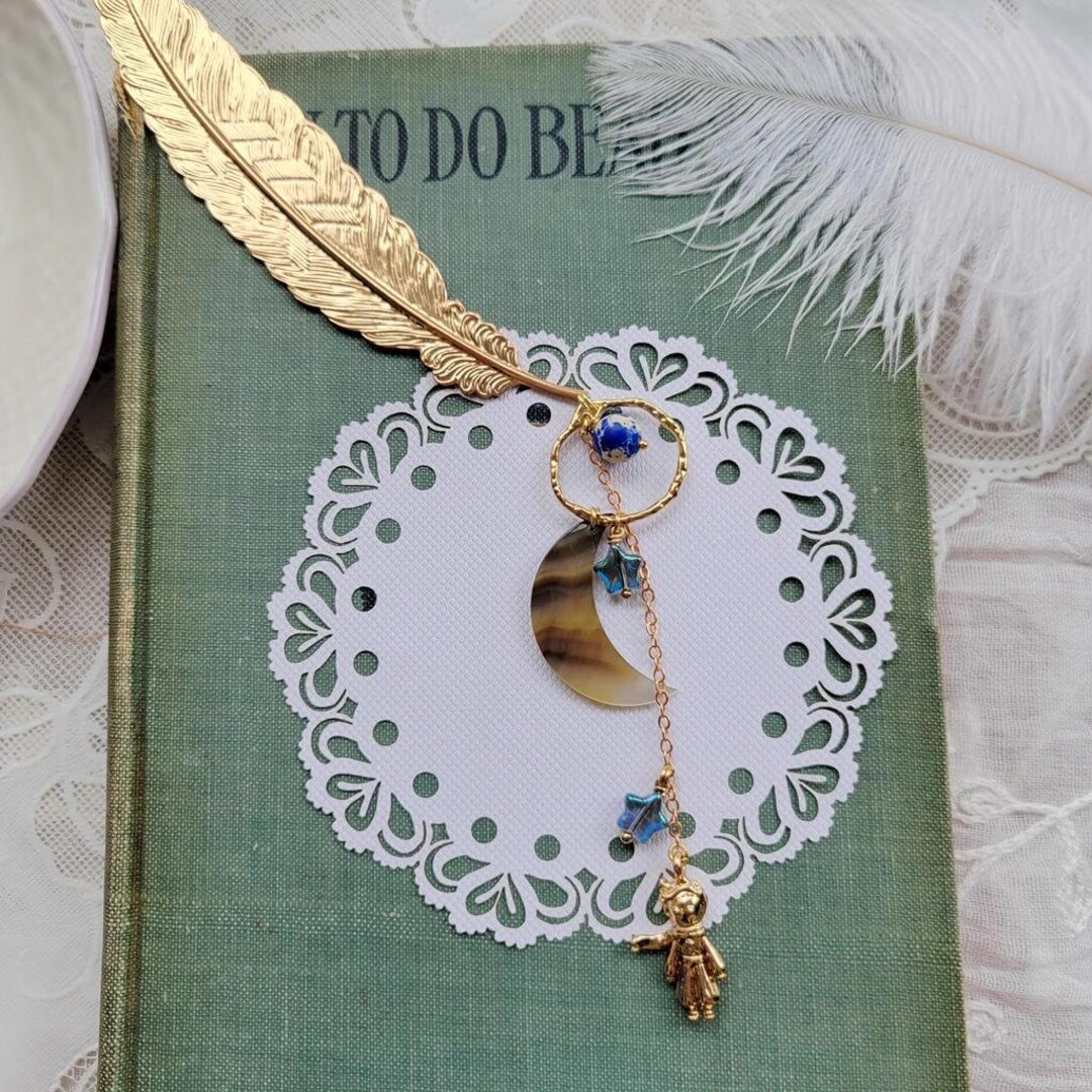The Little Prince Bookmark, Handmade Shell Moon Style Book Mark ...
