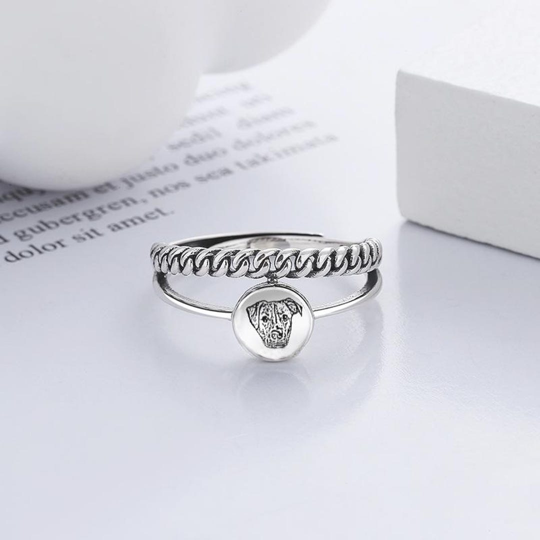 Custom Dog Memorial Ring, Pet Memorial Ring, Split Band, Personalized ...