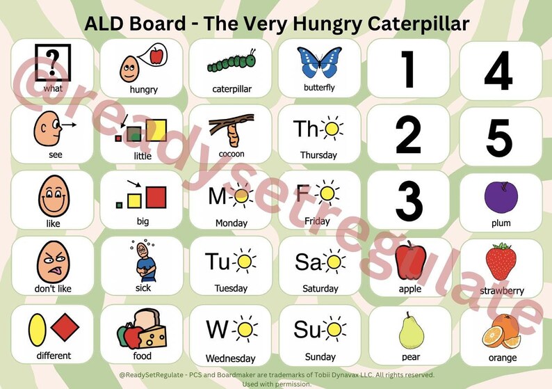The Very Hungry Caterpillar Communication Board - Etsy