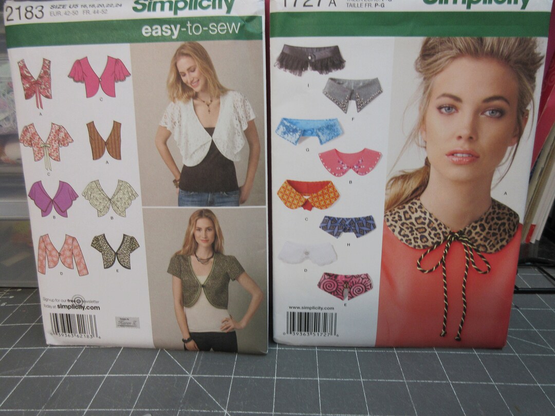 Simplicity Patterns - 1727 Collars, 2183 Vest or Jacket With Variations ...