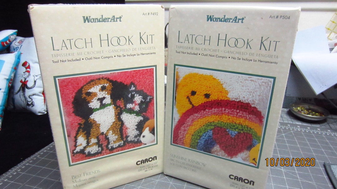 Wonderart Latch Hook Kits-smiley Face-rainbow, Puppy-cat - Etsy