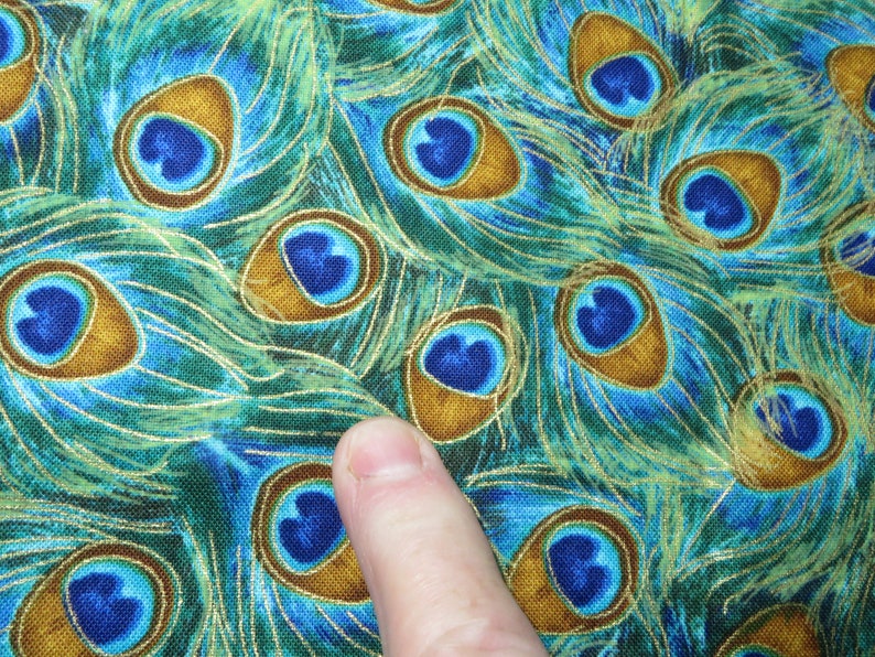 Peacock Feather Print Fabrics- Choose Your Style - Sold by the Half ...
