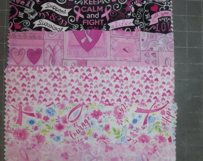 Fabric Pieces -breast Cancer Ribbons, Hearts and More - Etsy