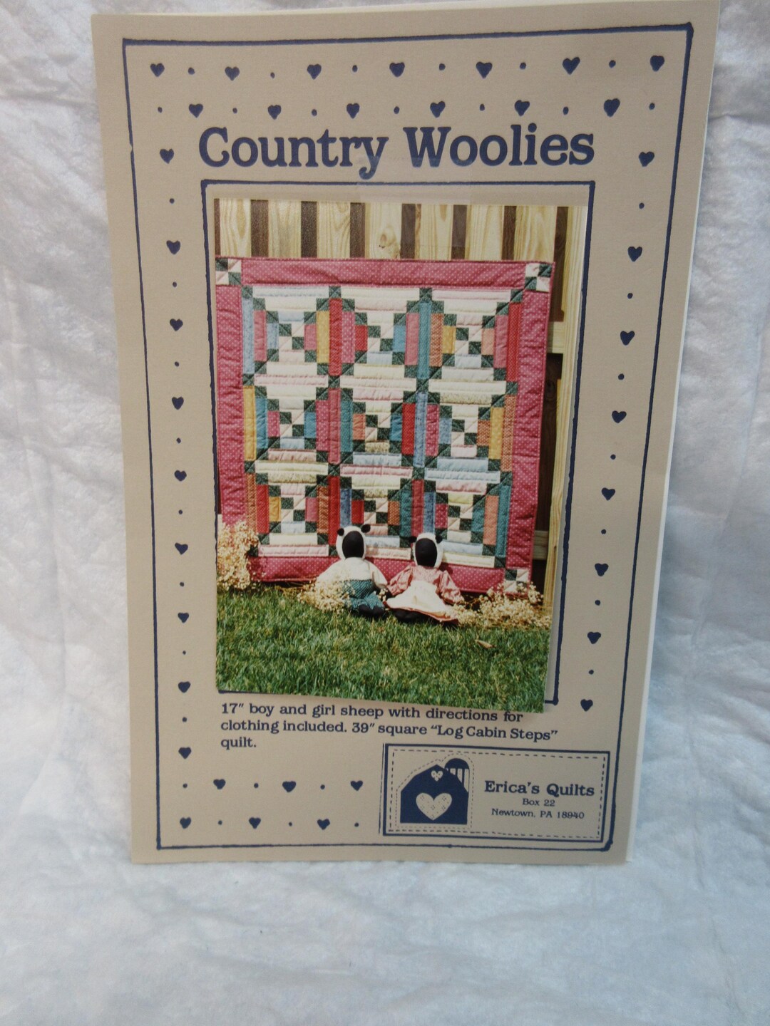 Pattern for 17" Boy and Girl Sheep Plus 39" Log Cabin Steps Quilt ...
