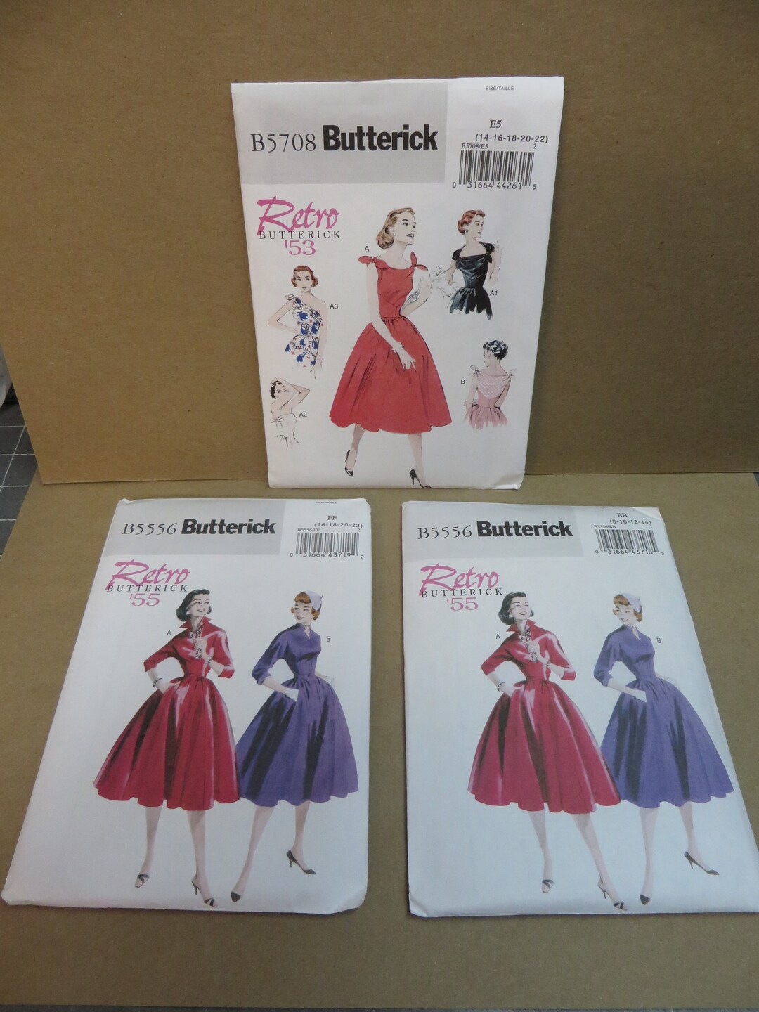 Butterick Retro 1950's Dress Patterns .choose Your Style B5708, B5556 ...