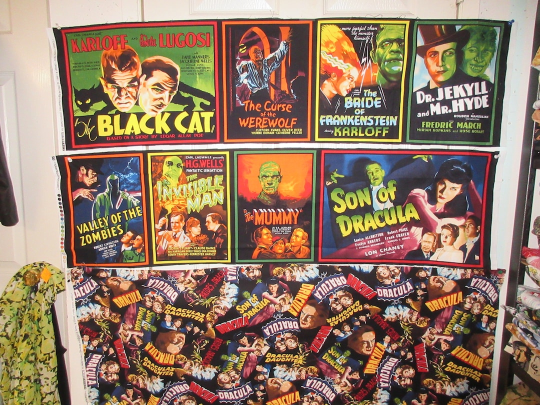 Vintage Classic Horror Film Panels & Fabric From Robert Kaufman 1985 - Etsy