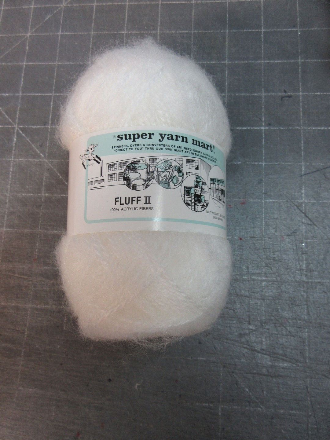 Vintage Super Yarn Mart Fluff Ll Yarn - White #200 - Etsy