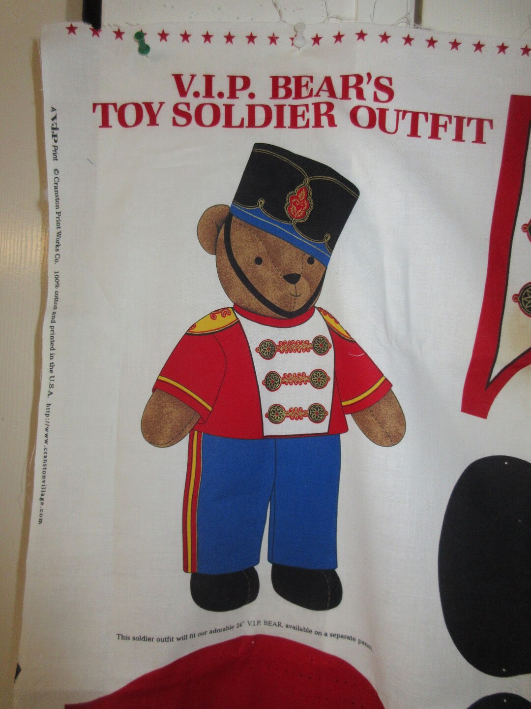 Panel - VIP Fabric Panel 24" Bear's Toy Soldier Outfit 100% Cotton ...