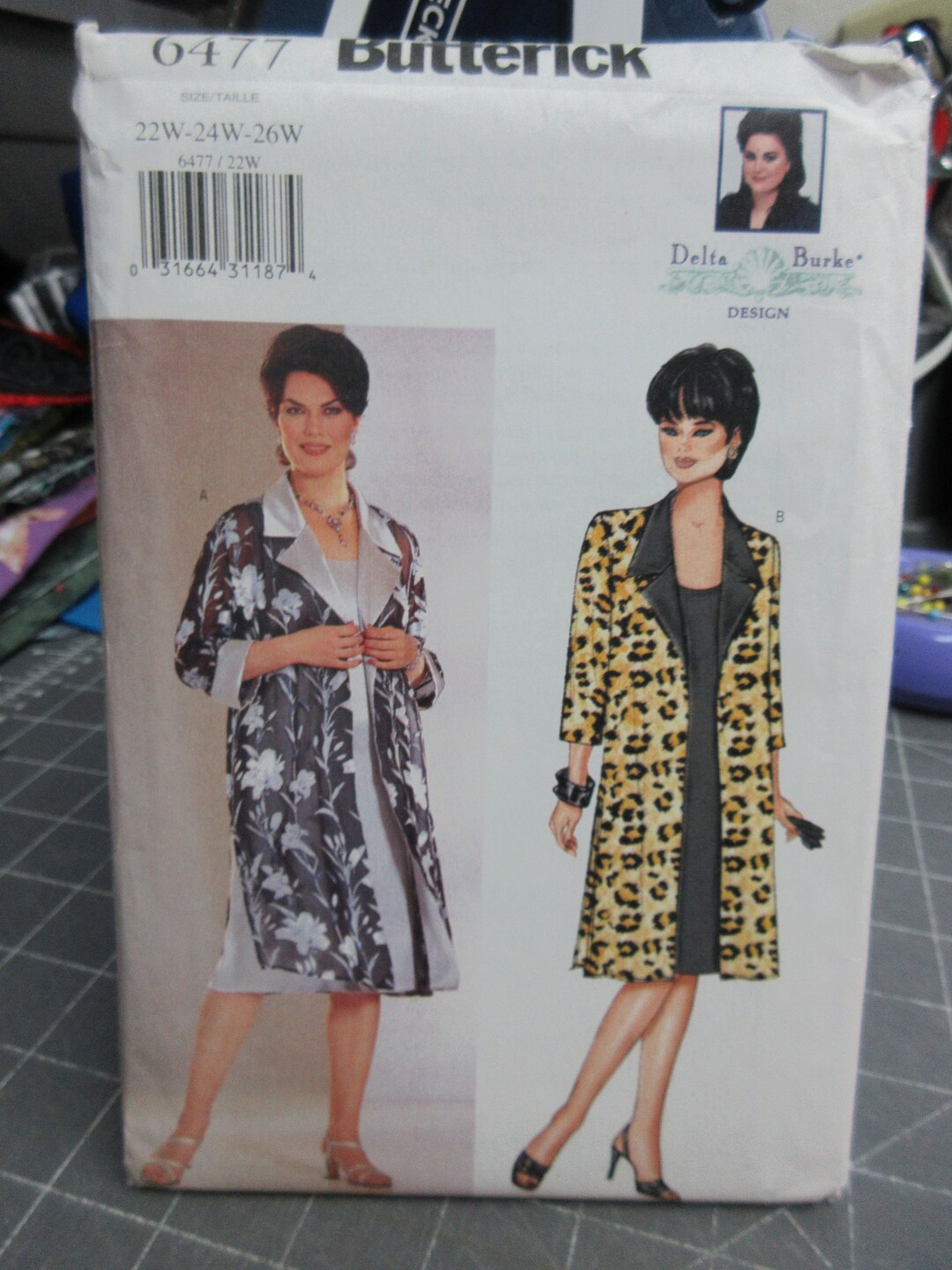 Pattern -butterick Delta Burke Pattern - 6477 - Sizes 22w-24w-26w Dress ...