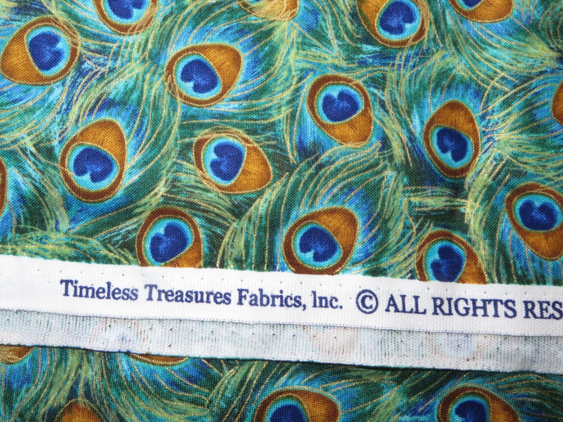 Peacock Feather Print Fabrics Choose Your Style Sold by the | Etsy