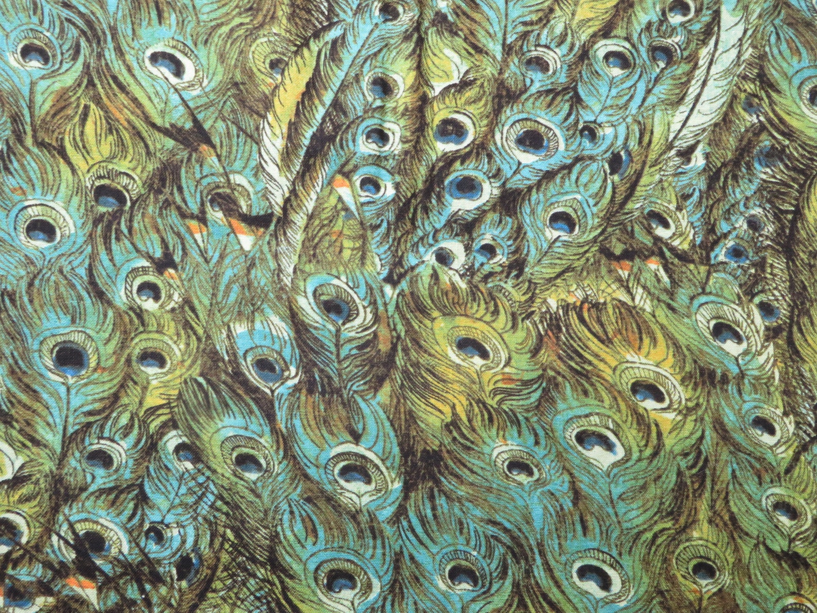 Peacock Feather Print Fabrics Choose Your Style Sold by the - Etsy