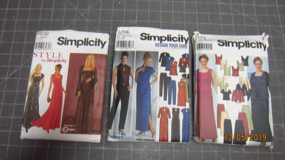 Simplicity Dressy Pantsuit and Dresses Patterns 5796, 5973 , 8839 - Etsy