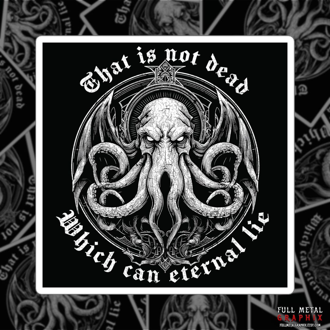 Cthulhu Sticker - Black & White Lovecraft Horror Vinyl Decal | Dark Art ...