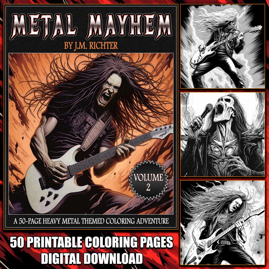 Metal Mayhem 2: A 50 Page Heavy Metal Coloring Adventure | Heavy Metal ...