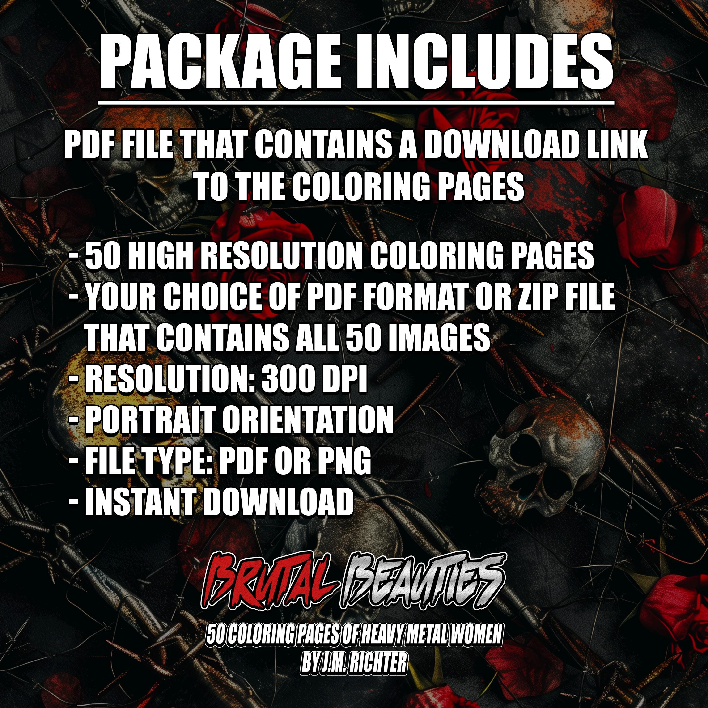 Brutal Beauties: 50 Coloring Pages of Heavy Metal Women | Digital ...