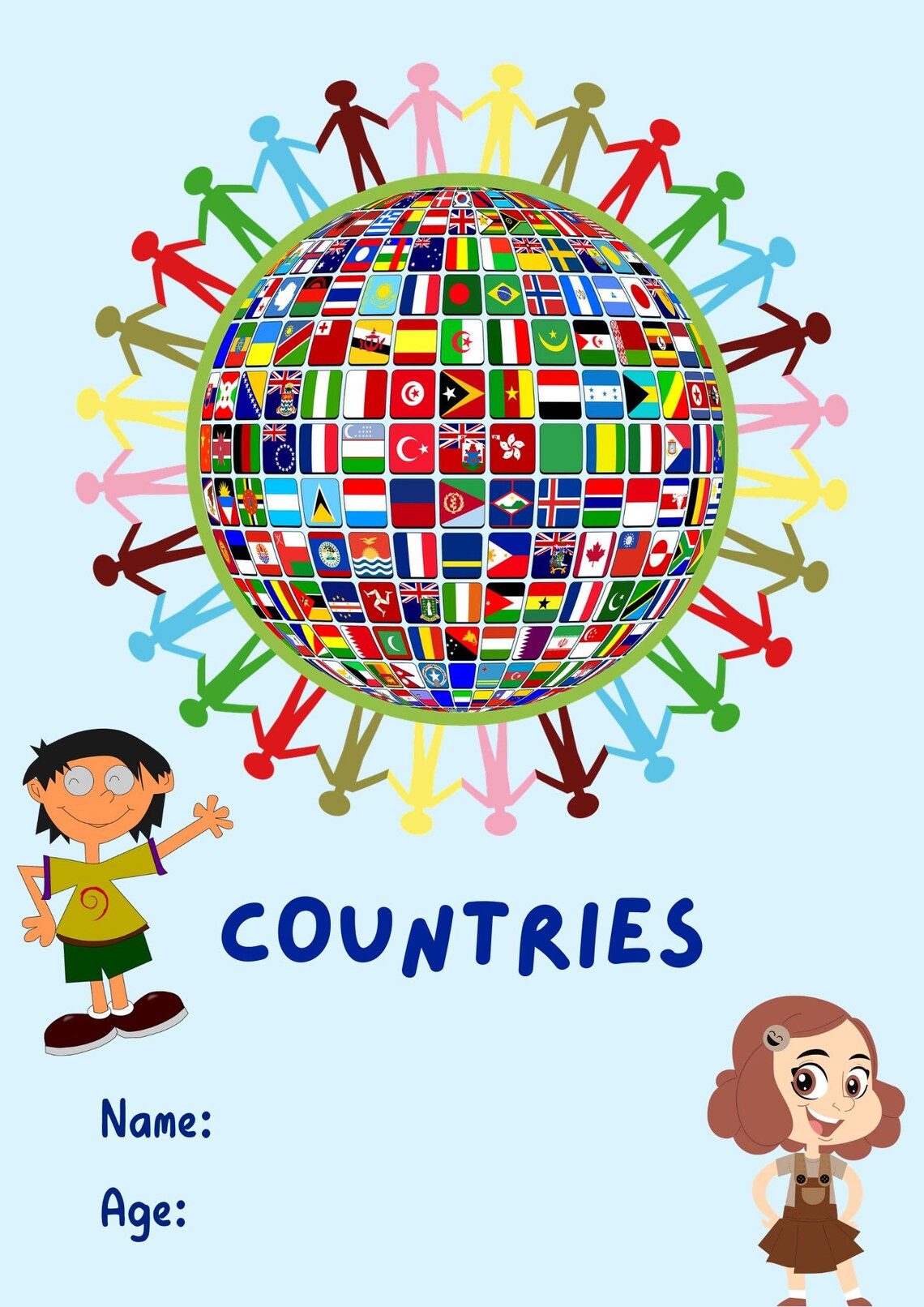 Countries & Flags Worksheet - Etsy