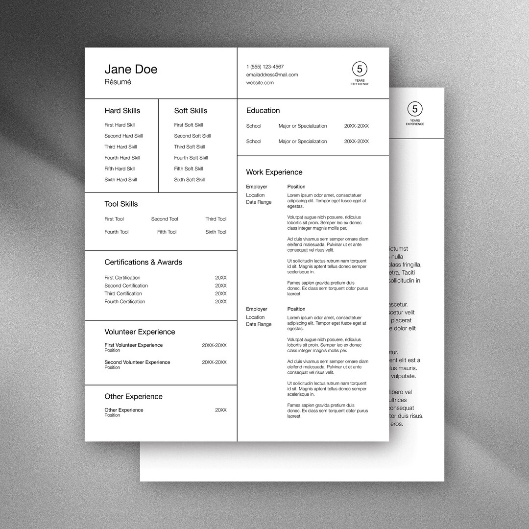 Minimalist Modular Résumé & Cover Letter Template for Figma - Etsy