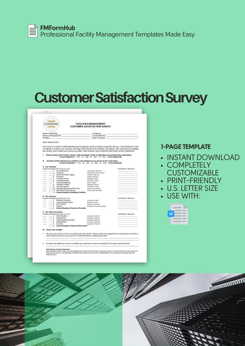 Customer Satisfaction Survey (building Services Feedback Form, Tenant ...