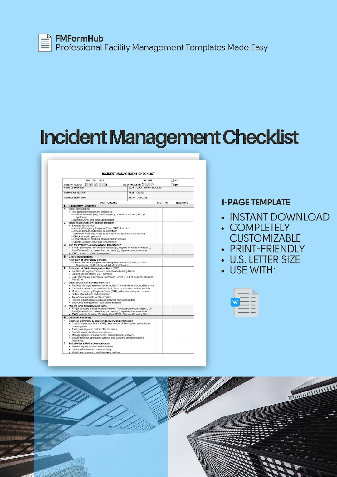 Incident Management Checklist (crisis Management Checklist, Emergency ...
