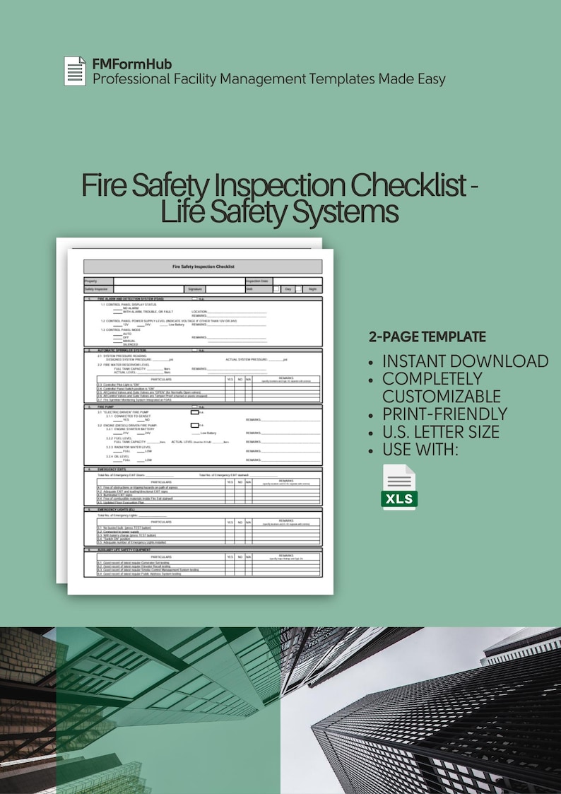 Fire Safety Inspection Checklist Life Safety Systems building Fire and ...