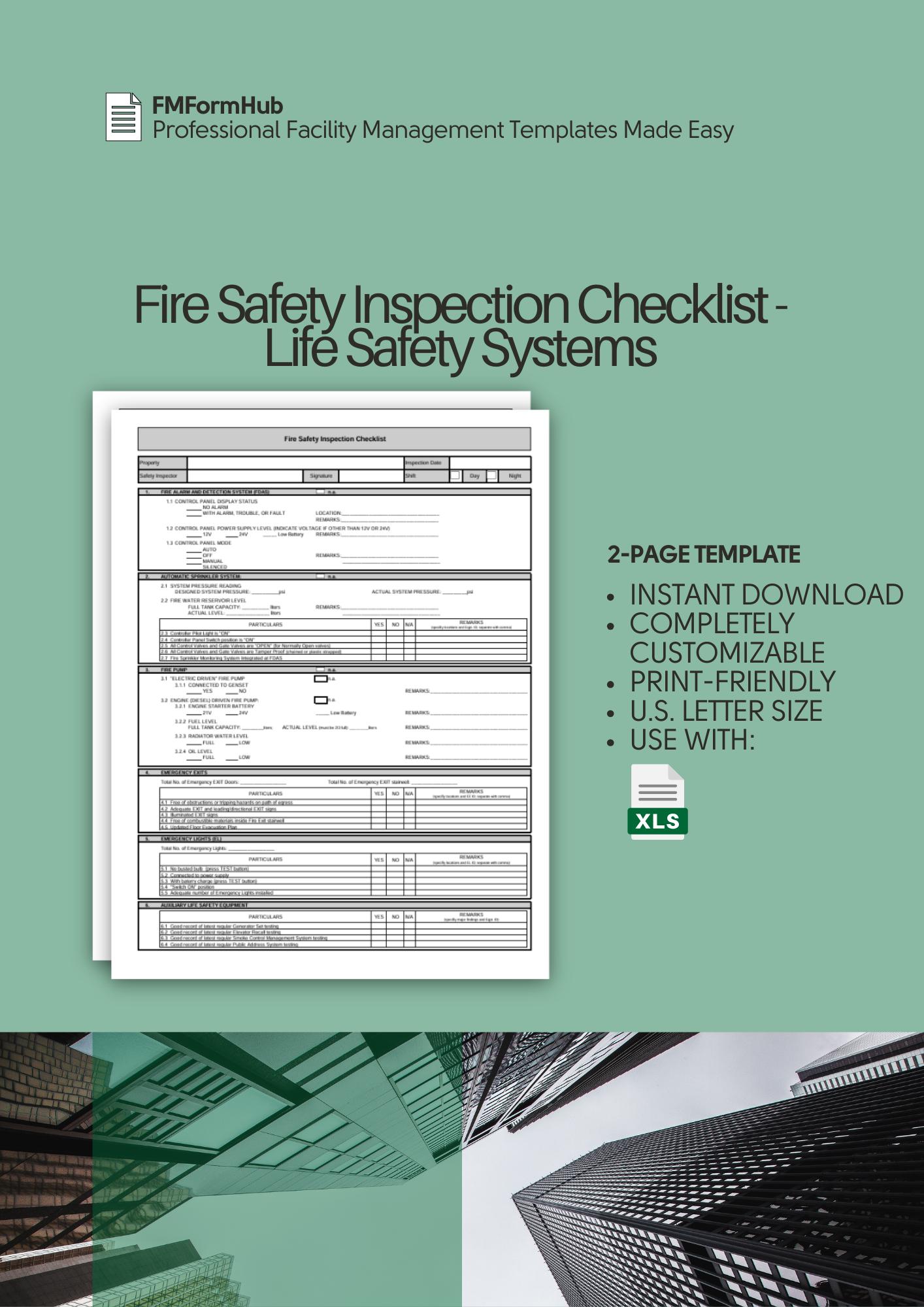Fire Safety Inspection Checklist Life Safety Systems building Fire and ...