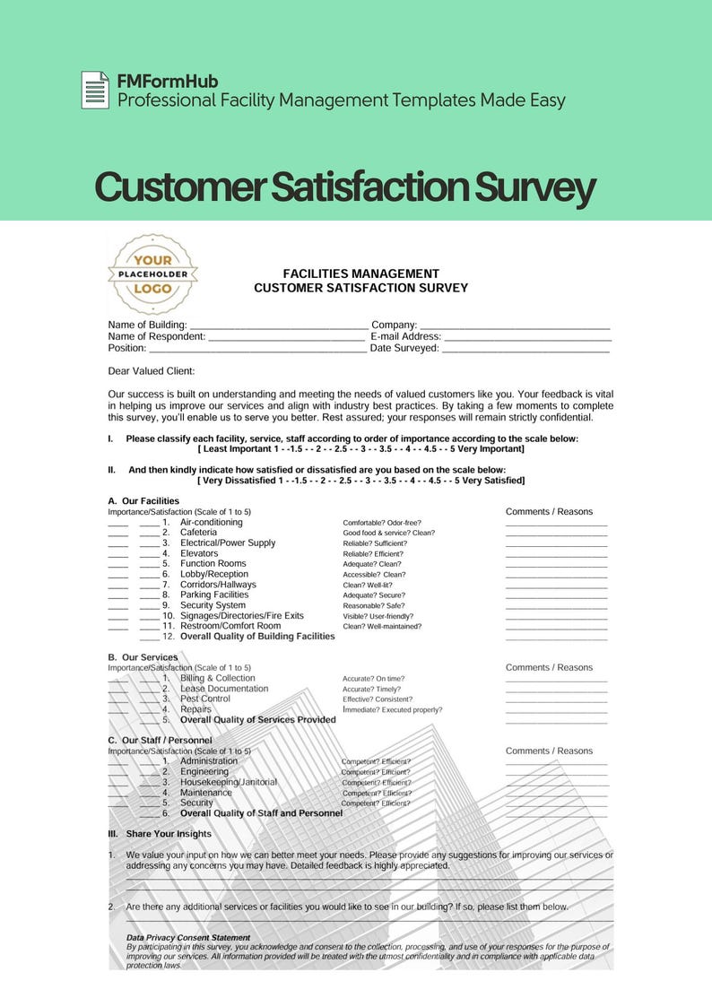 Customer Satisfaction Survey (building Services Feedback Form, Tenant ...