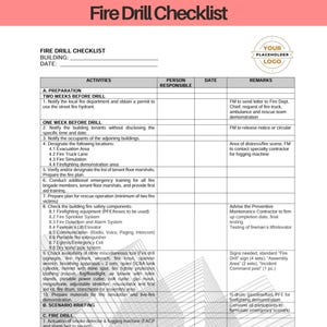 Fire Drill Checklist (fire Drill Planning Guide, Building / Emergency Evacuation, Emergency ...